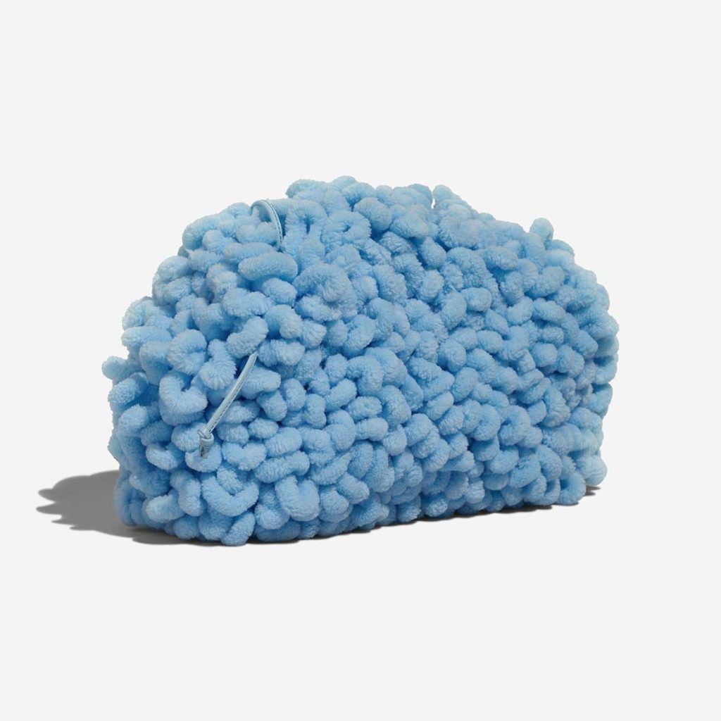 Bottega Veneta Pouch Small Chenille / Lamb Light Blue | SACLÀB