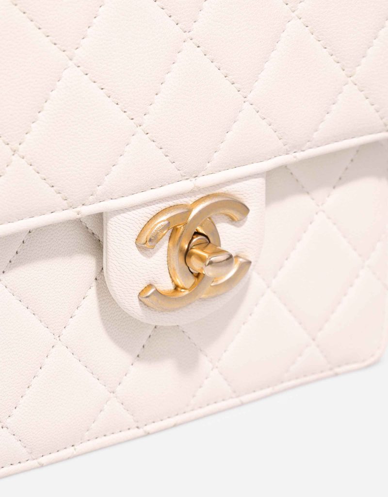Chanel Timeless Mini Square Lamb Pearl White | SACLÀB