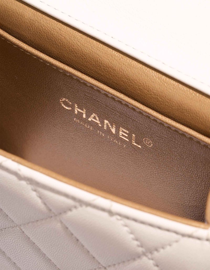 Chanel Timeless Mini Square Lamb Pearl White | SACLÀB