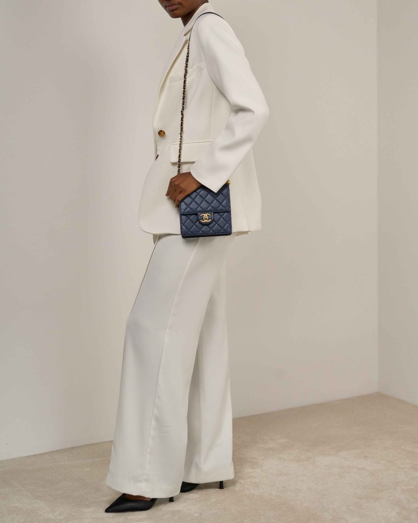 Chanel Timeless Mini Square Lamb Dark Blue | SACLÀB
