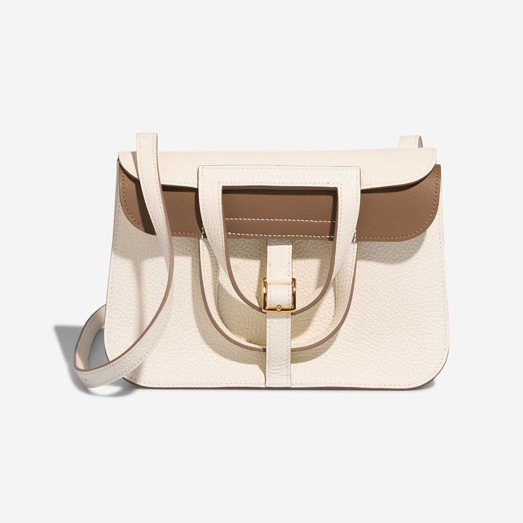 Hermès Halzan 25 Taurillon Clémence Mushroom / Beige de Weimar | SACLÀB