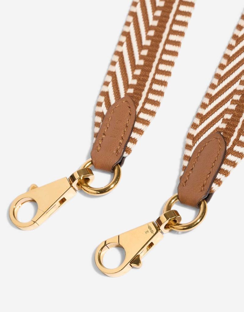 Hermès Shoulder Strap Swift / Canvas Beige / Gold | SACLÀB