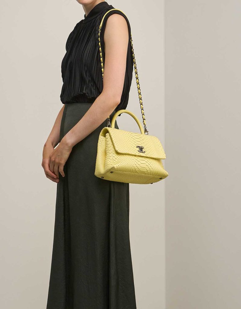 Chanel Timeless Handle Python Pastel Yellow | SACLÀB