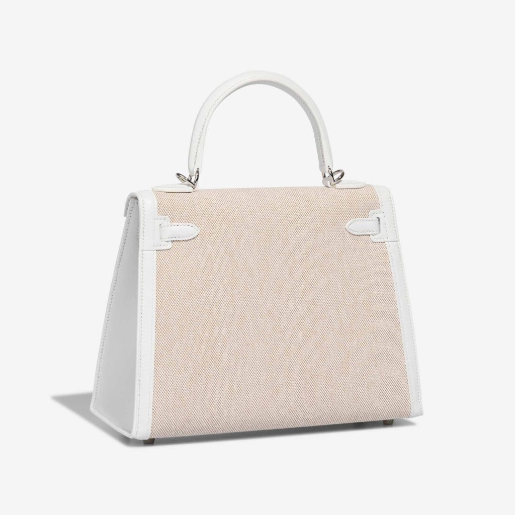 Hermès Kelly 25 Swift / Toile New White / Écru / Beige | SACLÀB