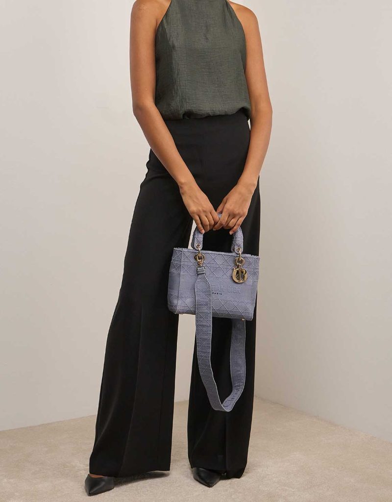 Dior Lady Large Ostrich Light Blue | SACLÀB