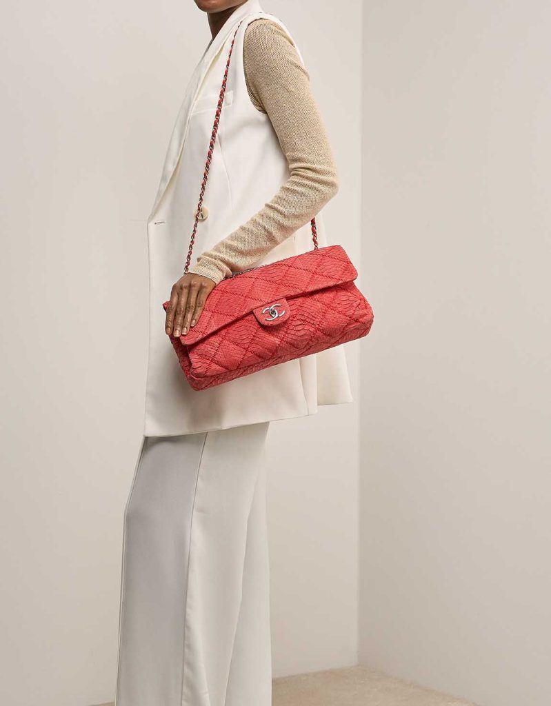 Chanel Timeless Maxi Flap Bag Python Red | SACLÀB