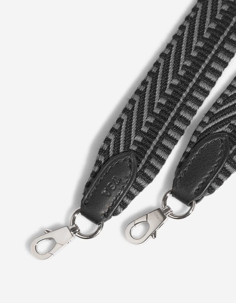 Hermès Kelly Strap Canvas / Swift Black / Gris Misty | SACLÀB