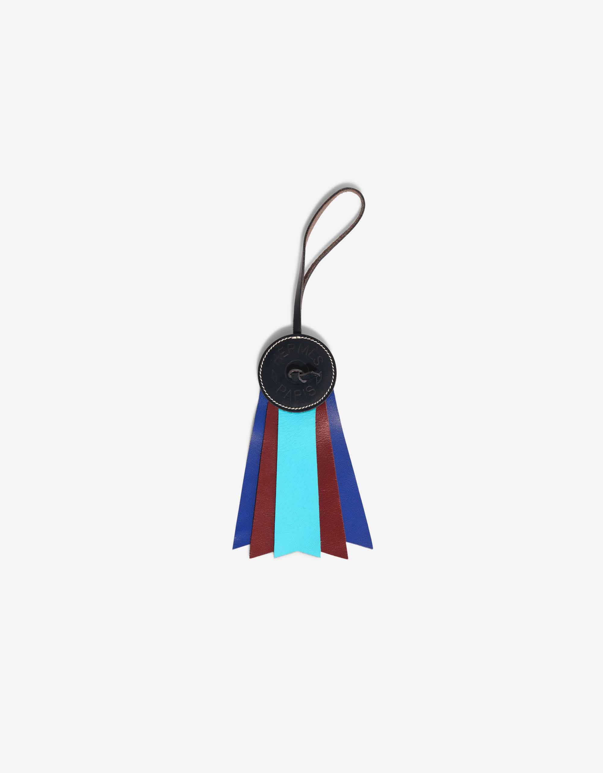Hermès Paddock Flot Bag Charm Milo Turquoise / Sienne / Bleu France ...